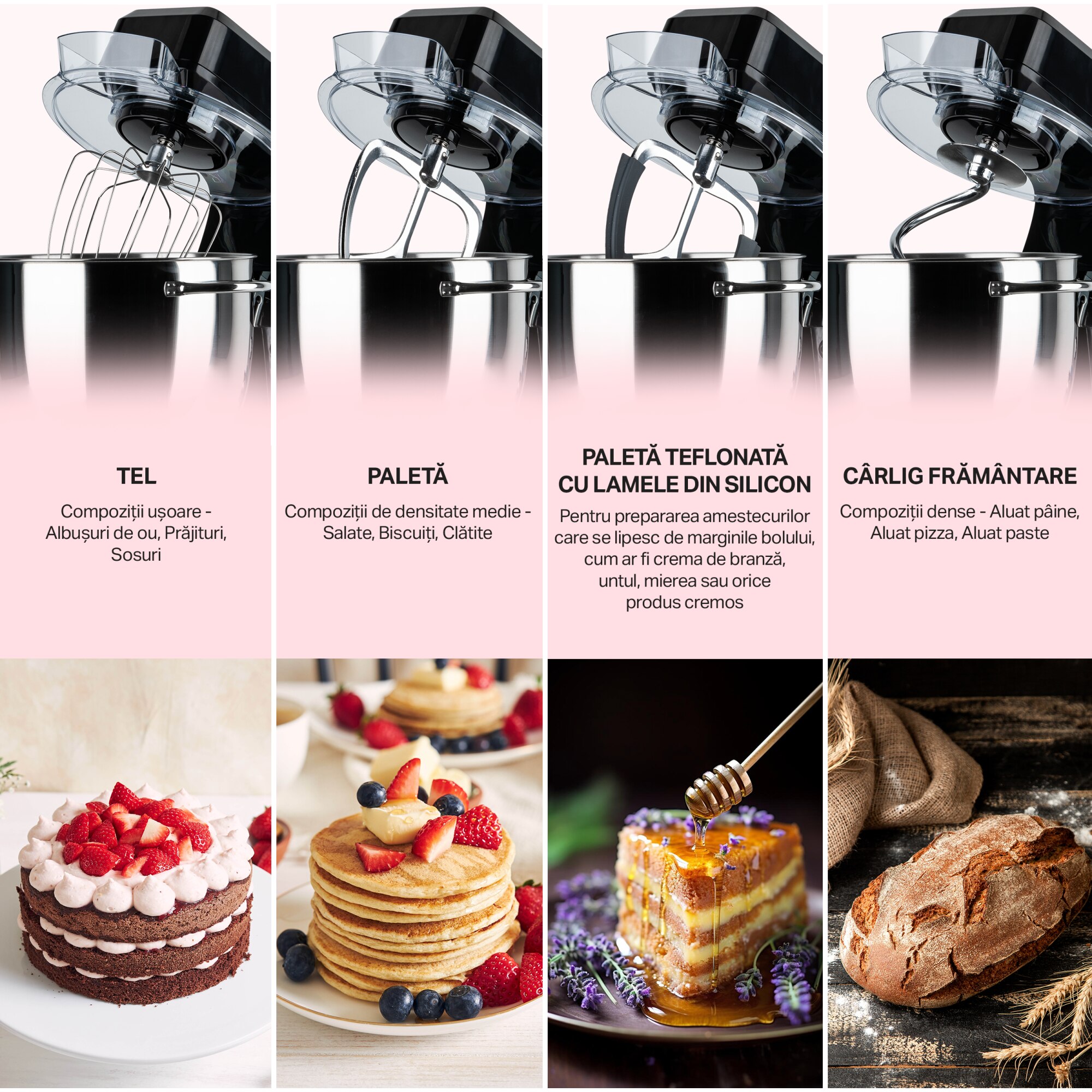 Robot de bucatarie profesional STARCREST SKM-2002BK, 2000 W, Bol 10 L ...