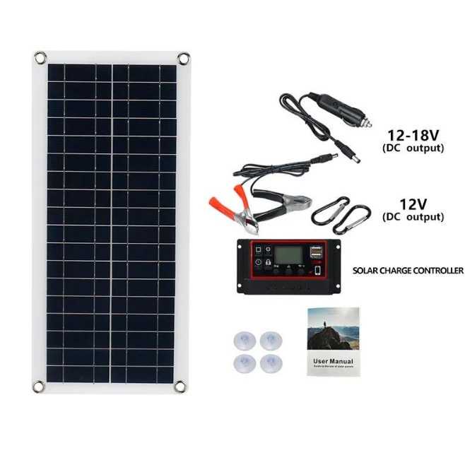 Panou Solar Portabil, QttvbTna, 30W, negru, 43x20cm, cu Controler - eMAG.ro