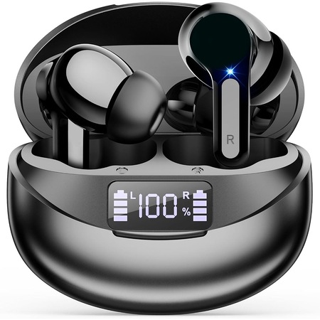 Casti Wireless Audio fara Fir, Bluetooth 5.1, Microfon, Afisaj LED ...