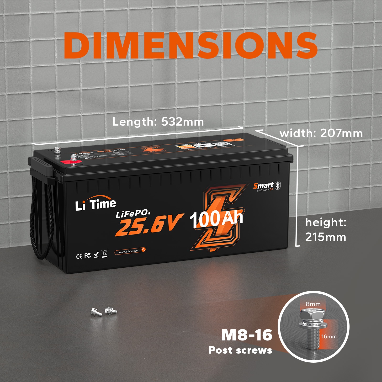 Acumulator solar LiTime 24V 100Ah LiFePO4 cu Bluetooth si protectie la ...