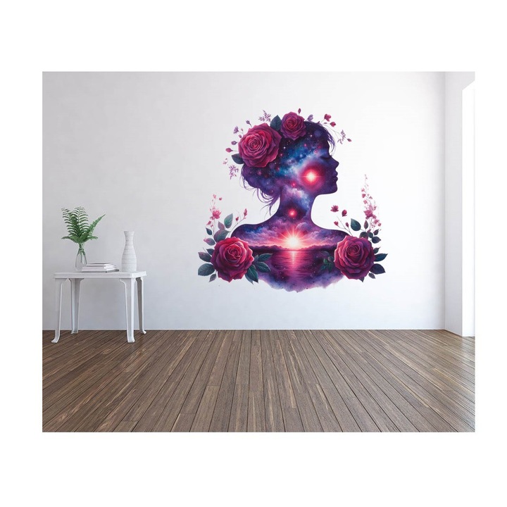 Sticker decorativ, Fata cu Flori, 12576ST-1 - eMAG.ro