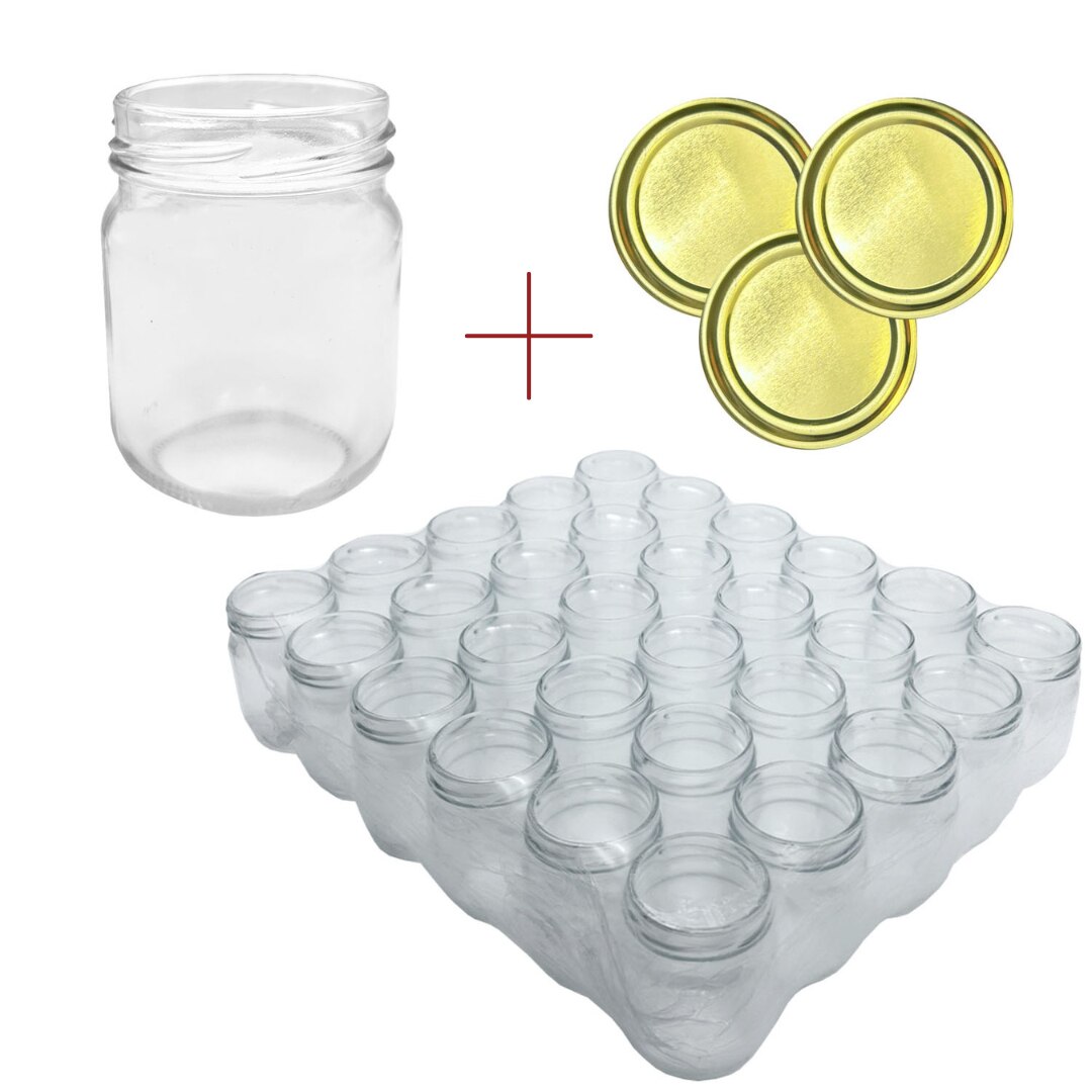 Set borcane din sticla 130 ml. pe surub cu capace, Danros, 30 buc - eMAG.ro