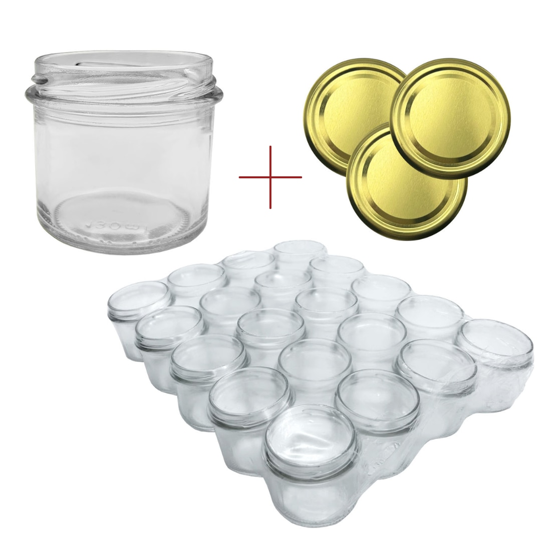 Set borcane din sticla 130 ml. Cutie de Vitn cu capace, Danros, 20 buc ...