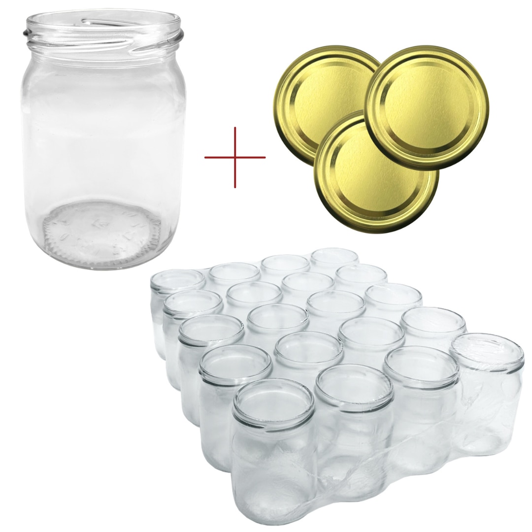 Set borcane din sticla 250 ml. Surub inalt cu capace, Danros, 20 buc ...