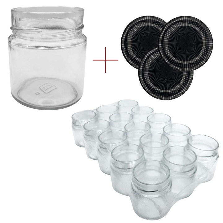 Set 15 Borcane cu capac, 255 ml, Transparent - eMAG.ro