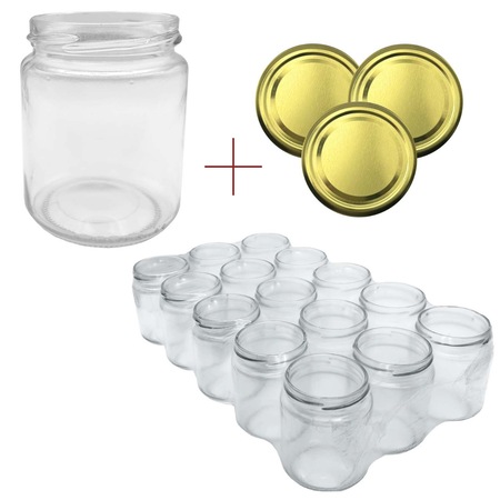 Set borcane din sticla 275 ml. pe surub cu capace, Danros, 15 buc - eMAG.ro