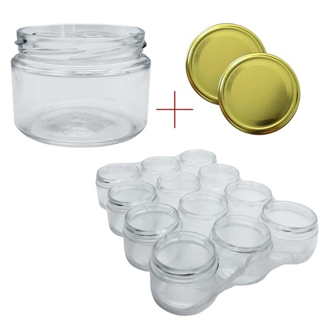 Set borcane cu capac, 12 bucati, 282 ml, Transparent - eMAG.ro