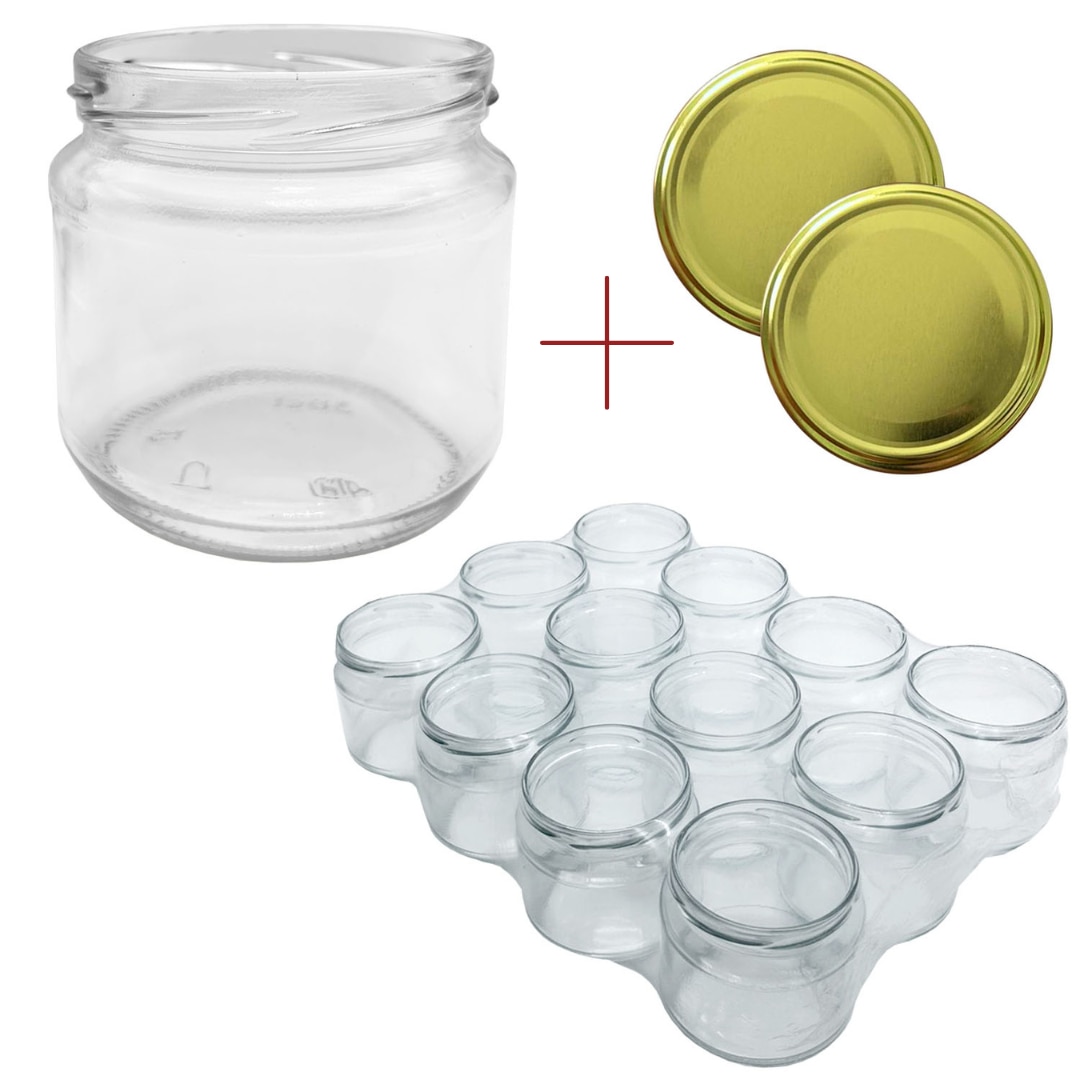 Set 12 Borcane cu capac, 380 ml, Transparent - eMAG.ro