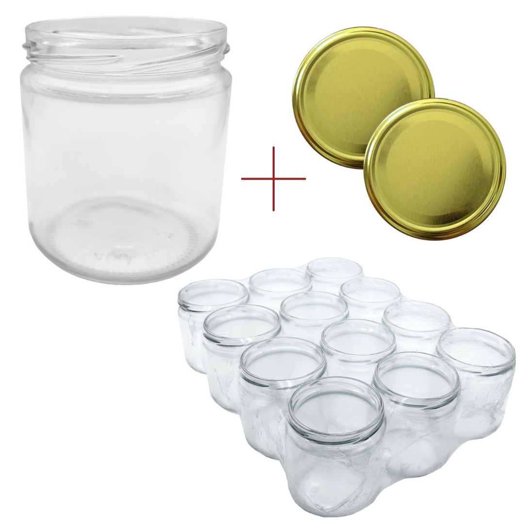 Set Borcane cu capac, 12 bucati, 400 ml, Transparent - eMAG.ro