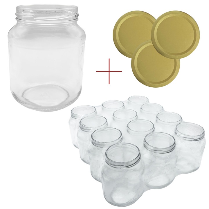 Set borcane din sticla 450 ml. Nutcao pe surub cu capace, Danros, 16 ...