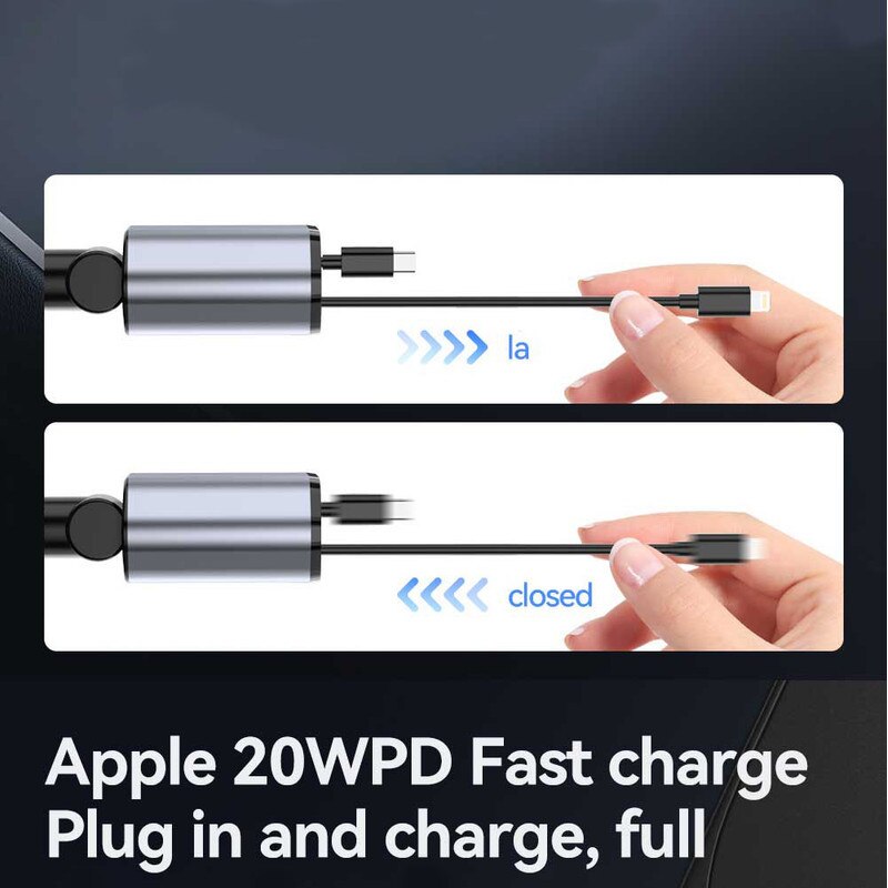 Incarcator auto retractabil, 120W, certificare multi-fast charging ...