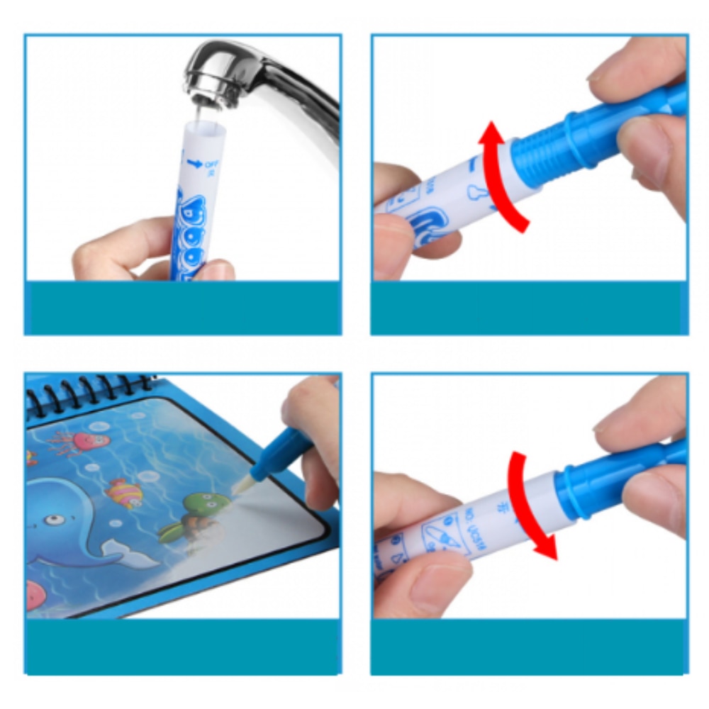 Carte de colorat cu apa, interactiva, reutilizabila, Dumbo si prietenii ...