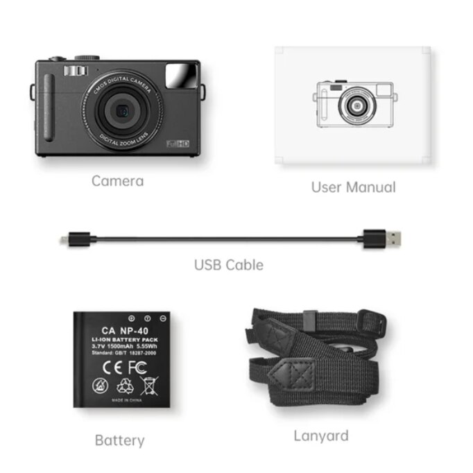 Camera foto digitala, 48MP, Zoom digital 16X, Ecran 3.0 inch, Negru, 11 ...