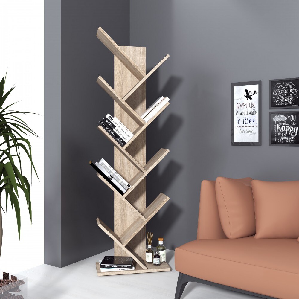 Raft pentru carti, 43x20x143cm, Sonoma - eMAG.ro