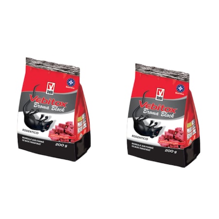 Momeala raticida, Vebitox Broma Block, cuburi parafinate, 400 grame ...