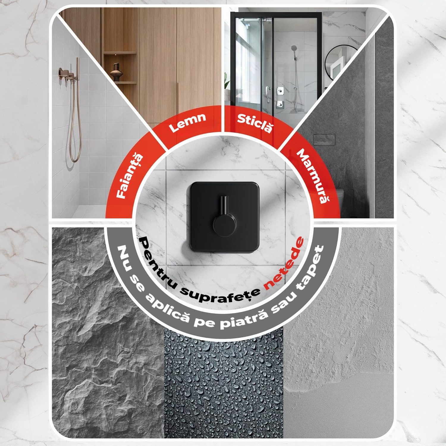 Cuiere Autoadezive 3M Ultra-Resistente MONDESA®, Montare Fara Gaurire ...