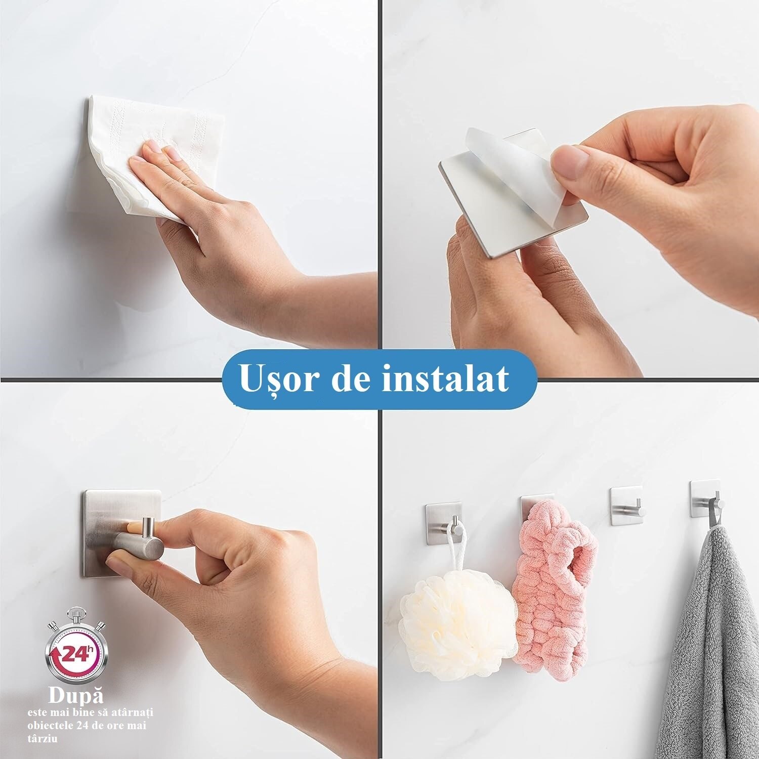 Cuiere Autoadezive 3M Ultra-Resistente, Montare Fara Gaurire, Design ...