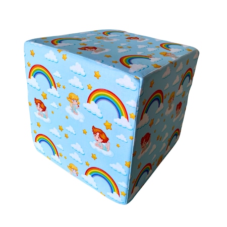 Taburet Units pentru copii, Blue Angel Cube, Bleu, 30 x 30 x 30 cm ...