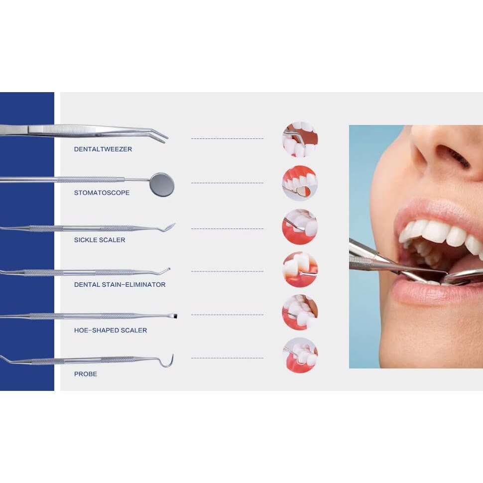 Set de Ingrijire Dentara, 6 Piese, Inox, Multifunctional, pentru ...