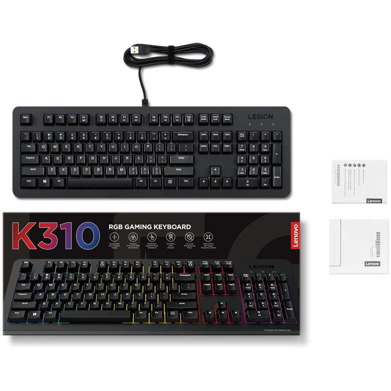 Tastatura gaming Lenovo Legion K310 RGB, US layout, Negru - eMAG.ro