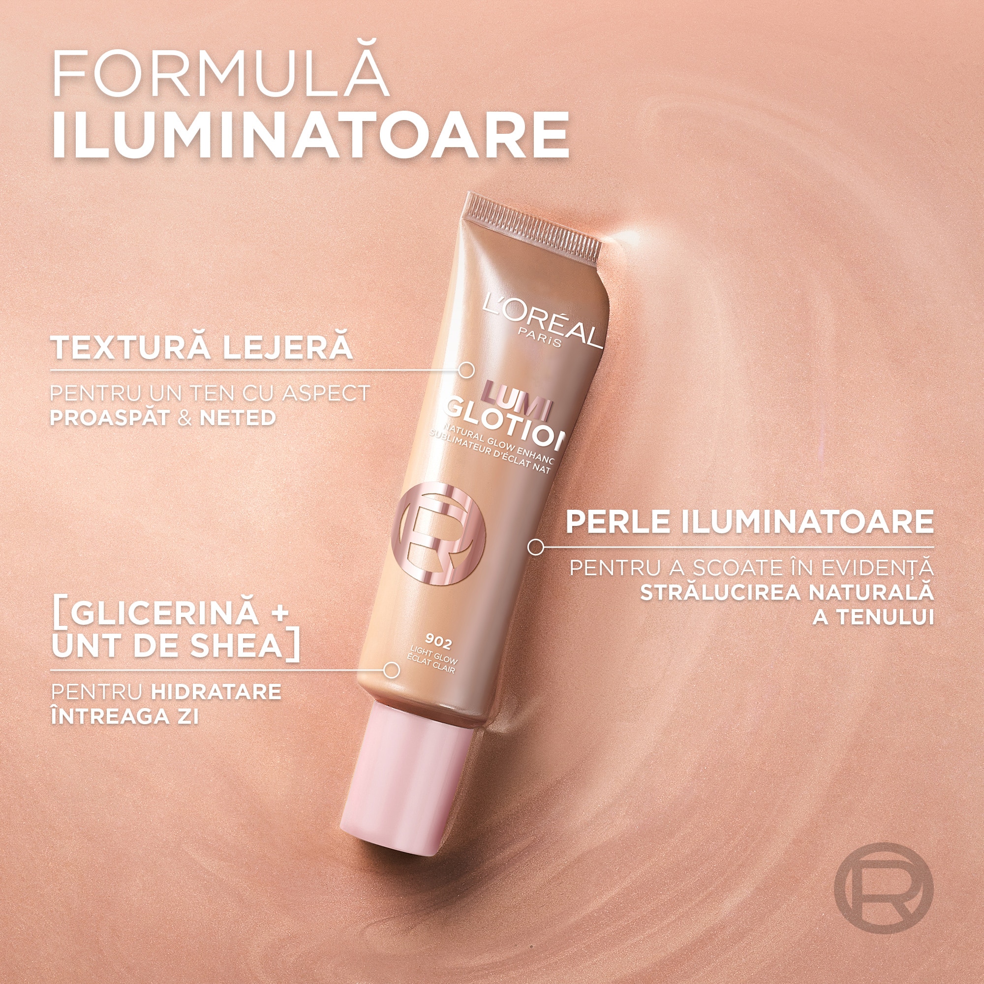 Lotiune iluminatoare L'Oreal Paris Lumi Glotion 902 Light Glow, 40 ml ...
