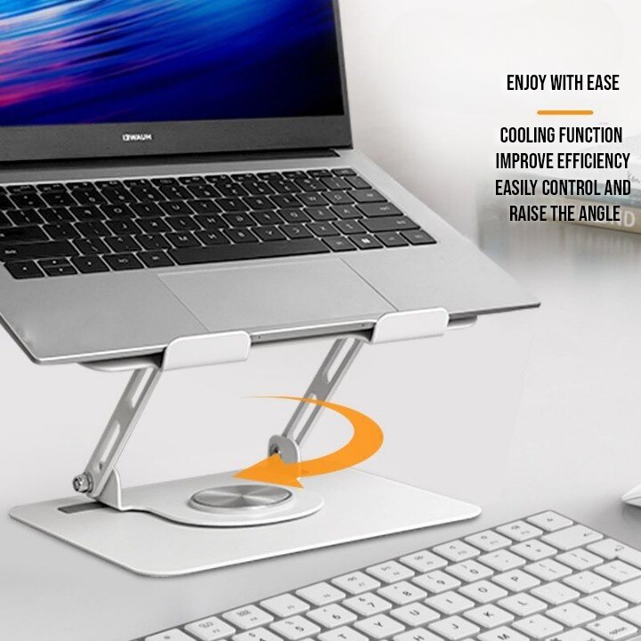 Suport laptop cu baza rotativa la 360 grade, inaltime ajustabila si ...