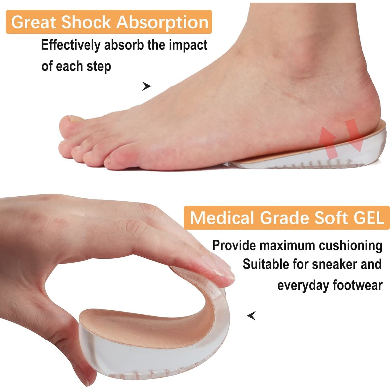 Set 2 Branturi pentru Calcai, inaltime 2 cm, inaltatoare, moi, pentru ...