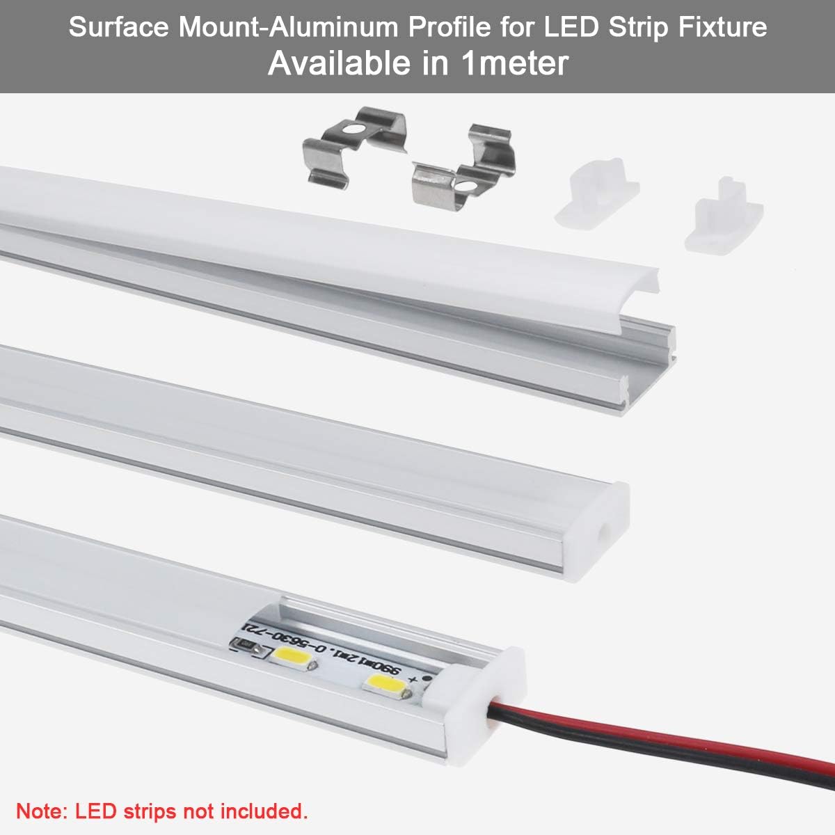 Set 10 Profile de colt pentru benzi LED, forma de U, 1 metru, Chesbung ...