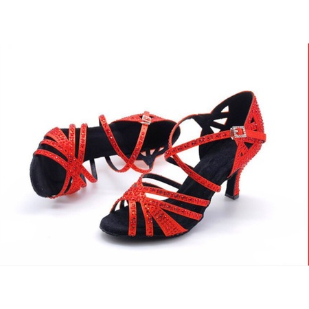 Pantofi de dans latino dama din satin, salsa, bachata, dans sportiv ...