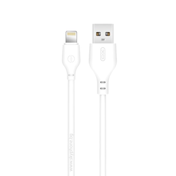 Кабел USB - Lightning, XO, 2.4A, 1m, зареждане, пренос на данни, NB103, бял - eMAG.bg