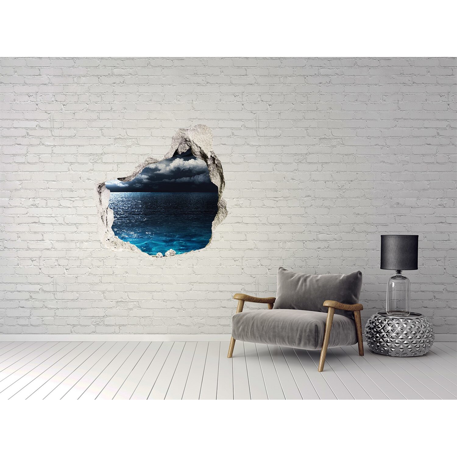 Autocolant decorativ pentru gaura, Tulup, Luna plina, Albastru, 125x125 ...
