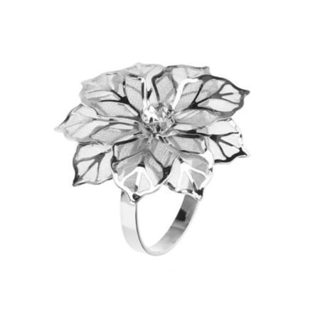 Inel LLWL, design floare mesh, inox, argintiu, 5.3x5.3x3cm - eMAG.ro