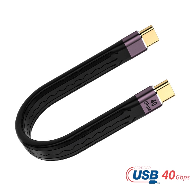 Cablu de date scurt USB-C la USB-C, 40Gbps, incarcare rapida 100W ...