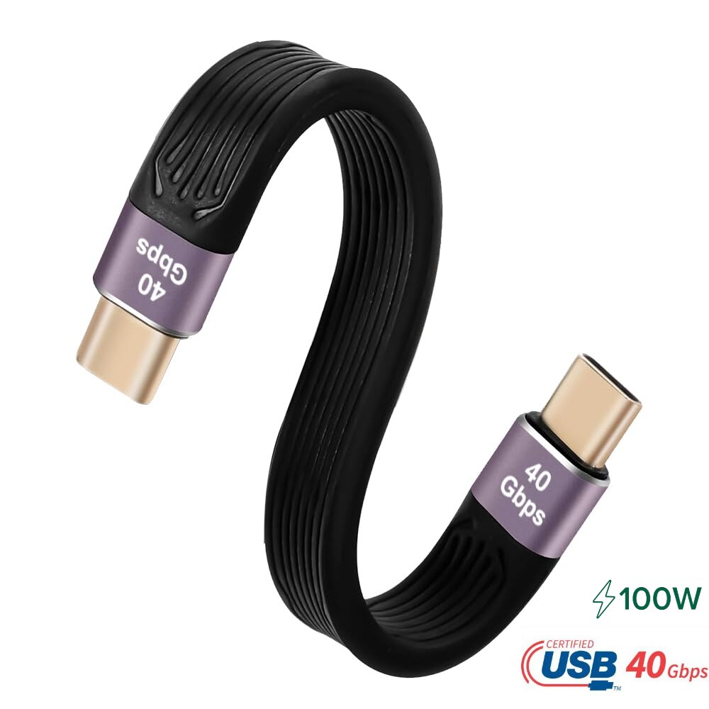 Cablu de date scurt USB-C la USB-C, 40Gbps, incarcare rapida 100W ...