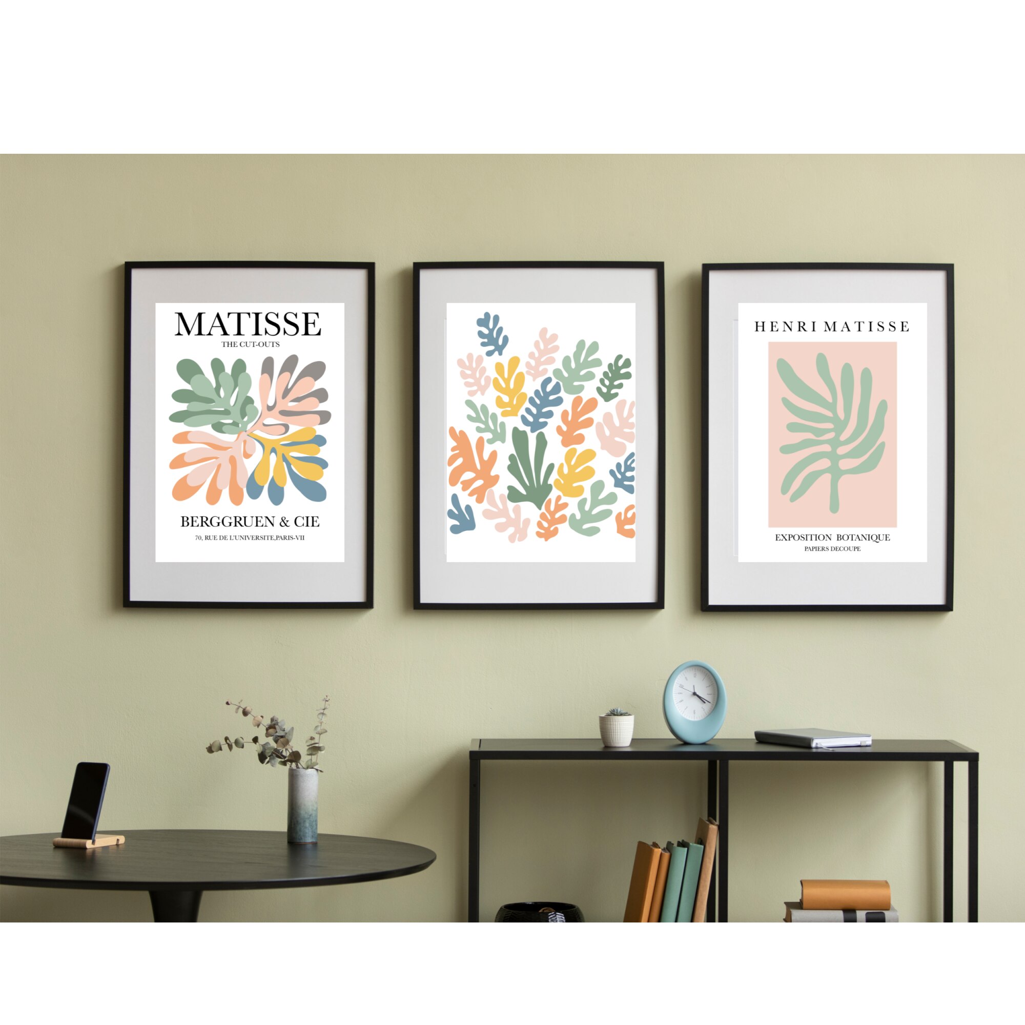 Set 3 tablouri, tema Matisse Pastel, A4, 21cm x 30cm, fara rama, print ...