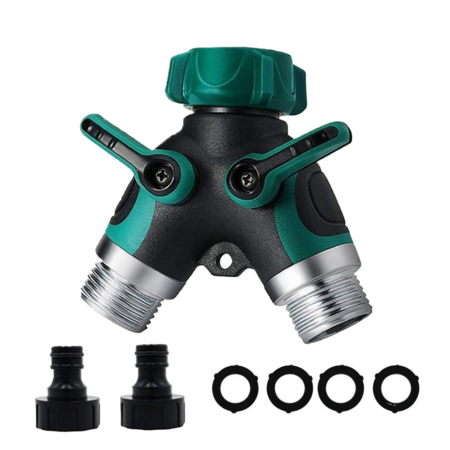 Conector dublu pentru furtun de gradina, instalare usoara, anti ...