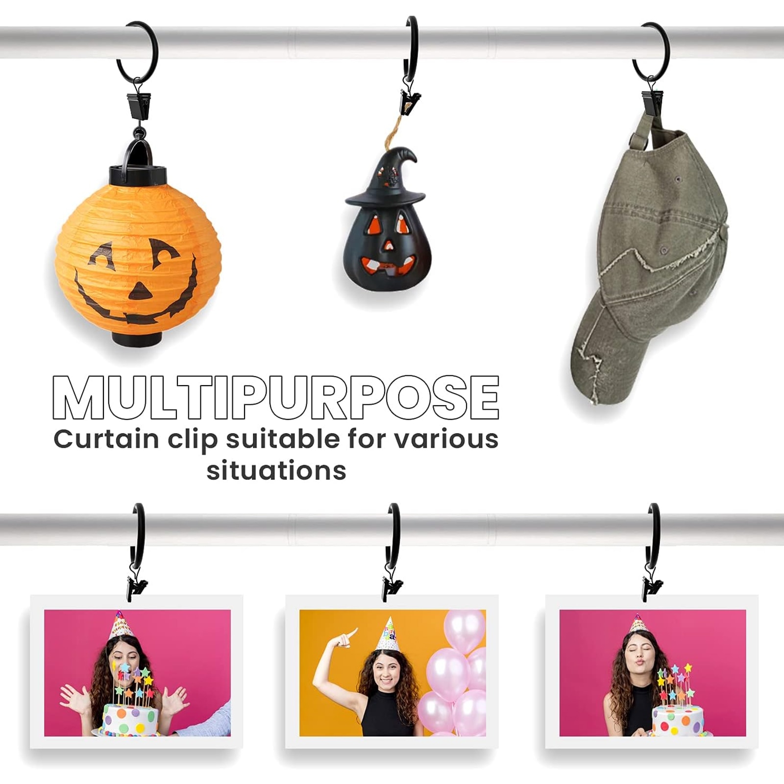 Set 44 de inele pentru perdele cu cleme, NUODWELL, Usor de instalat ...