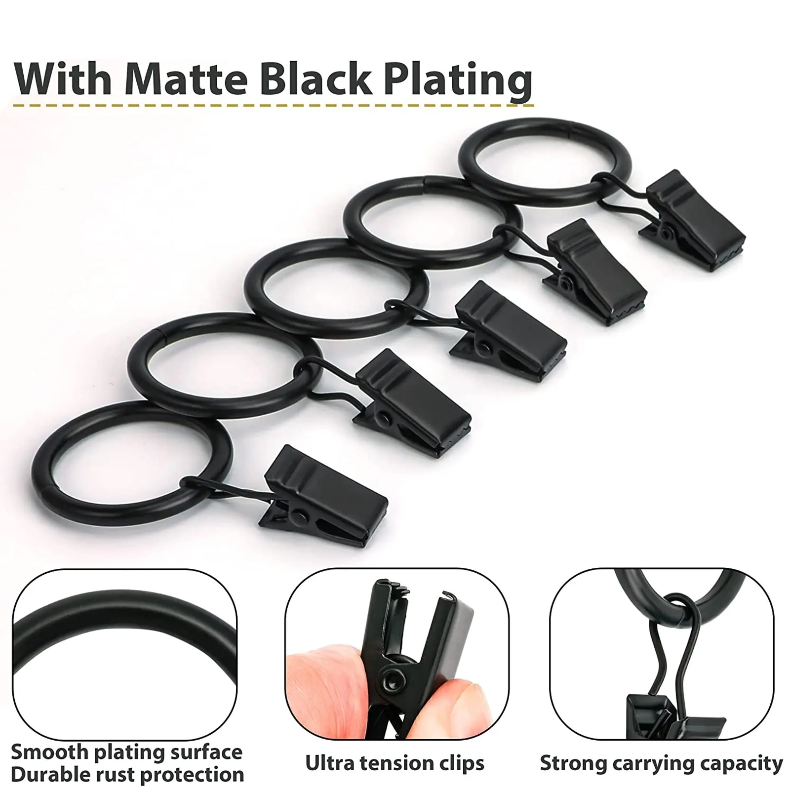 Set 44 de inele pentru perdele cu cleme, NUODWELL, Usor de instalat ...