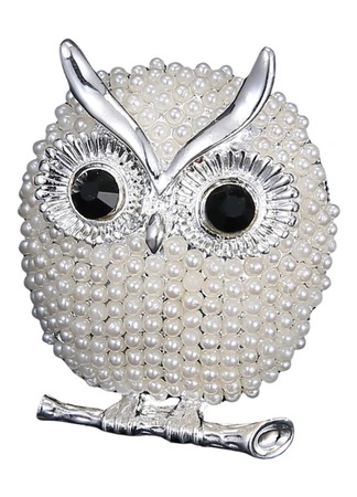 Brosa Edibazzar, forma bufnita, perle, metal, 3.2x3.7cm - eMAG.ro