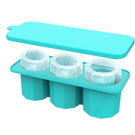Forma cuburi de gheata, cu capac, silicon, albastru, pentru congelator ...