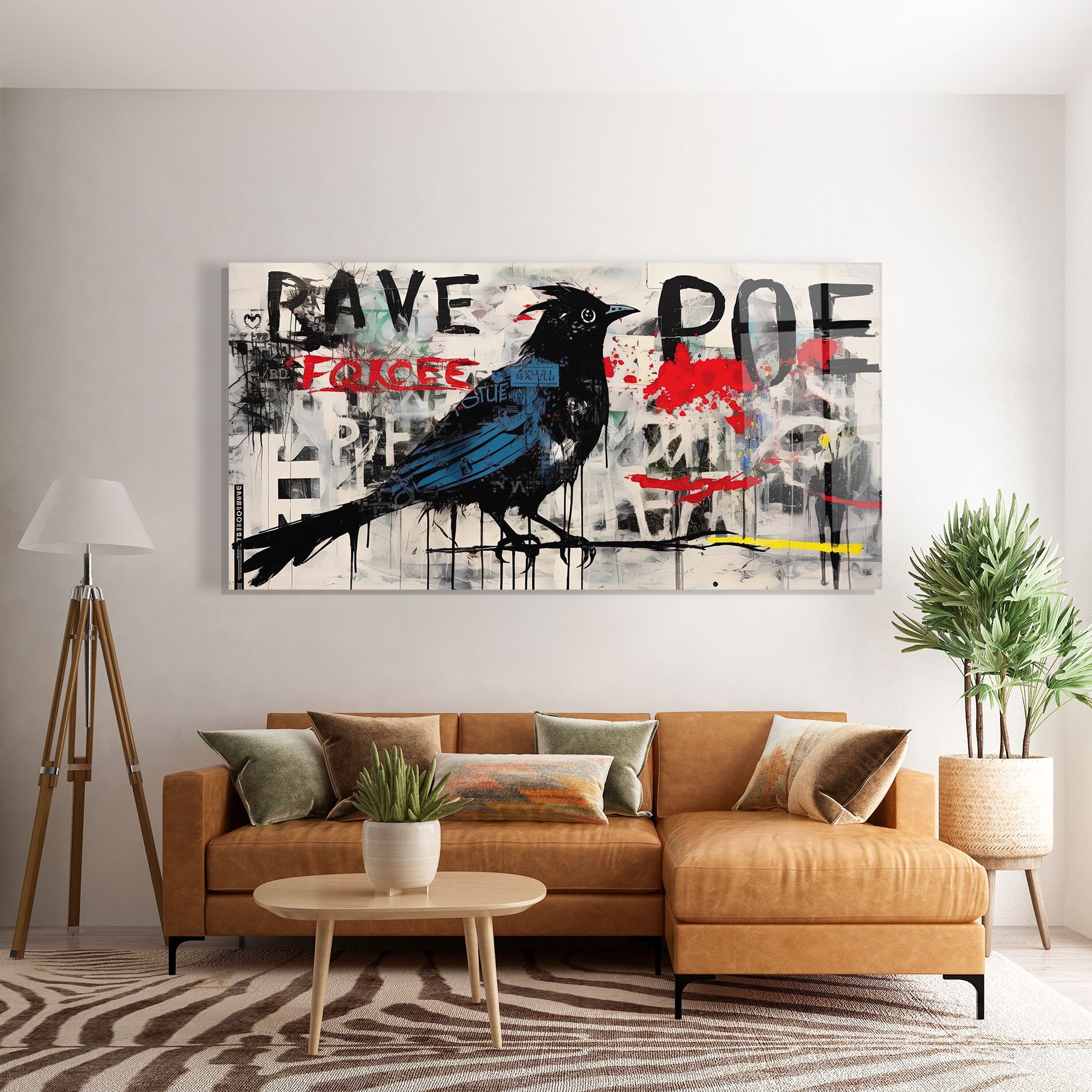 ARTHUB, Стъклена картина 60x150cm, Спалня и Дневна, модерни, графити ...