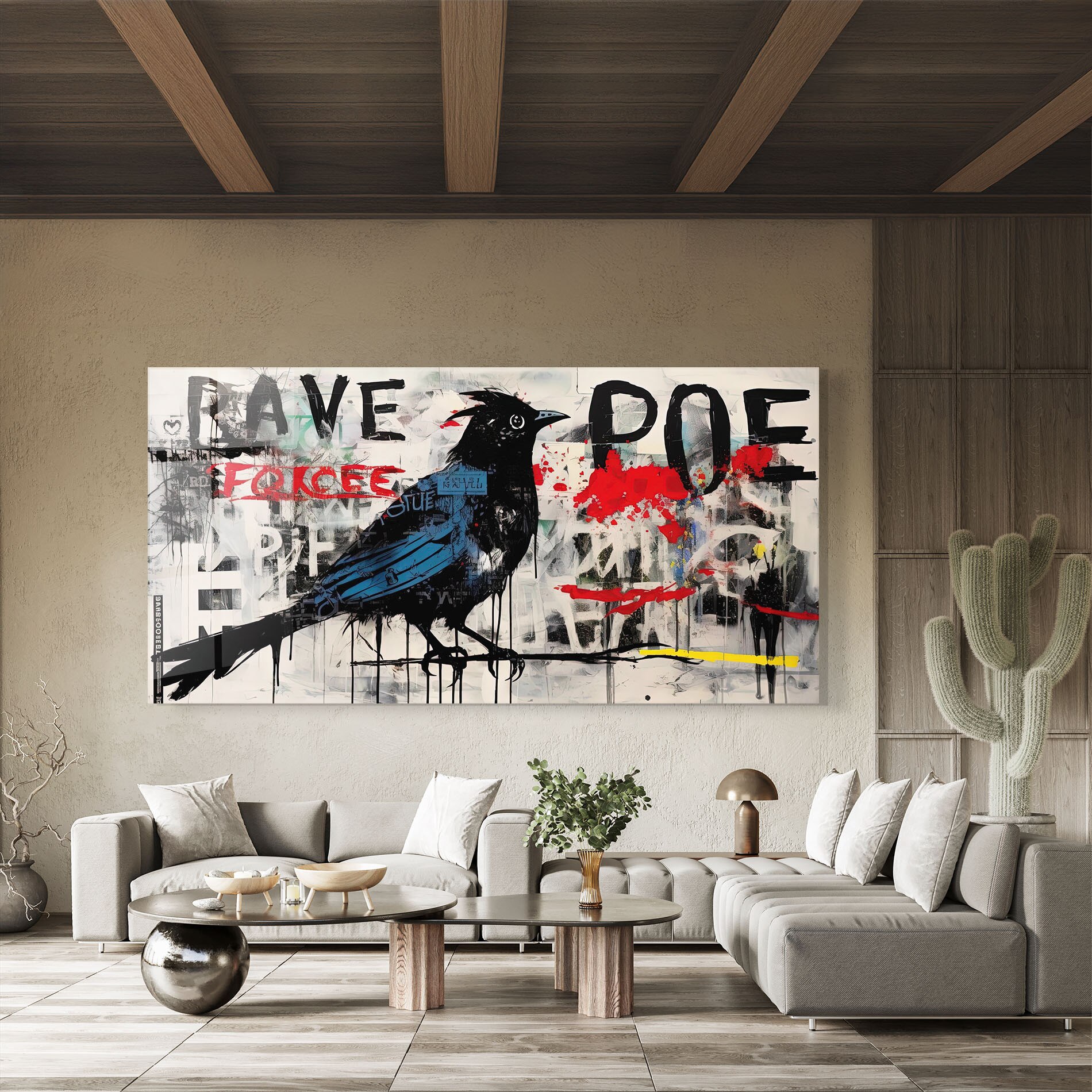 ARTHUB, Стъклена картина 60x150cm, Спалня и Дневна, модерни, графити ...
