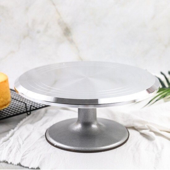 Platou rotativ tort, Inox, 30x30x13 cm, Argintiu - eMAG.ro