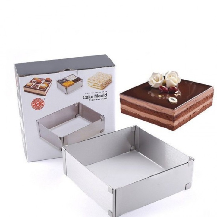 Forma reglabila prajituri, din inox, 16x16x5 cm - eMAG.ro