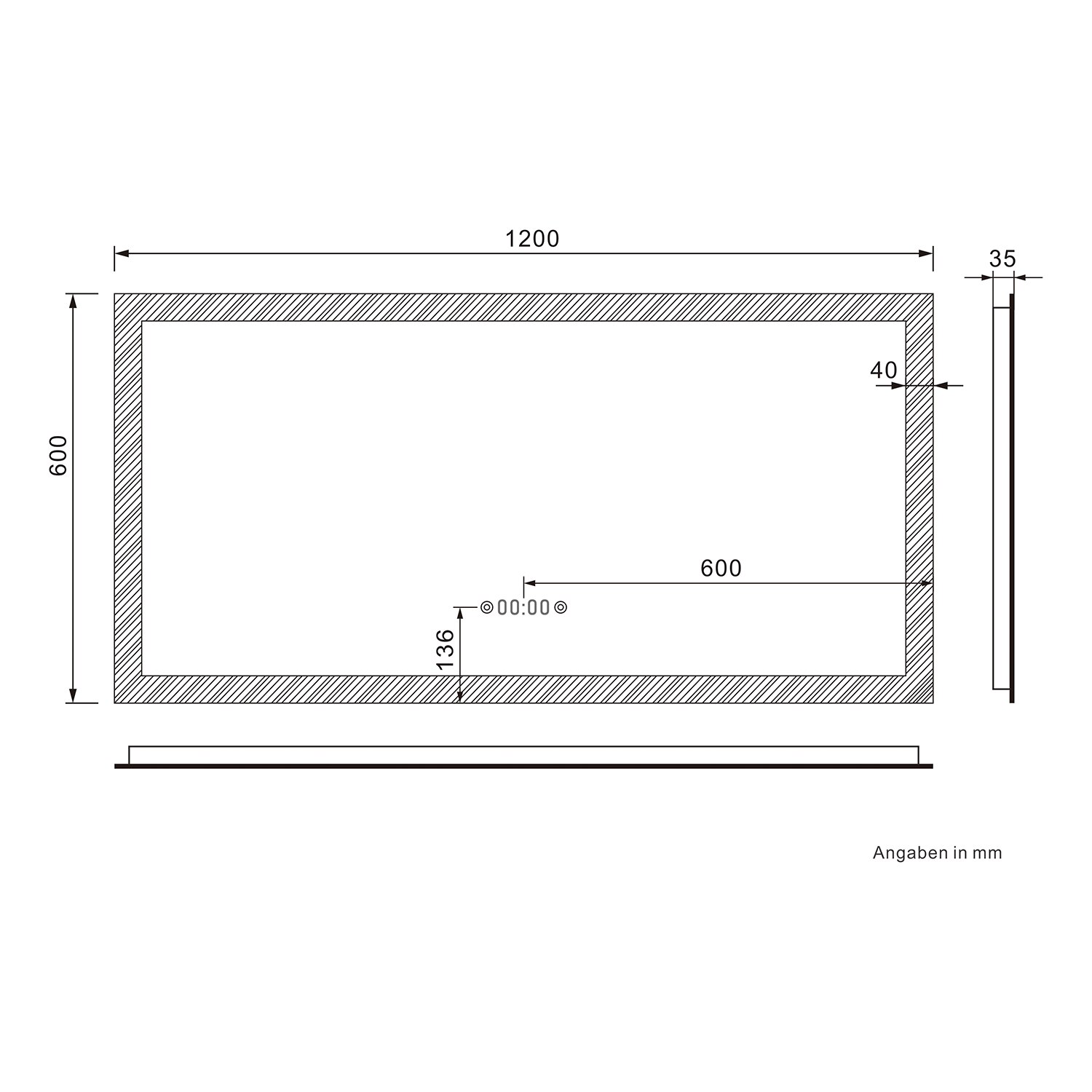 Oglinda baie LED, 120x60cm, Cu afisaj ceas si temperatura, de perete ...