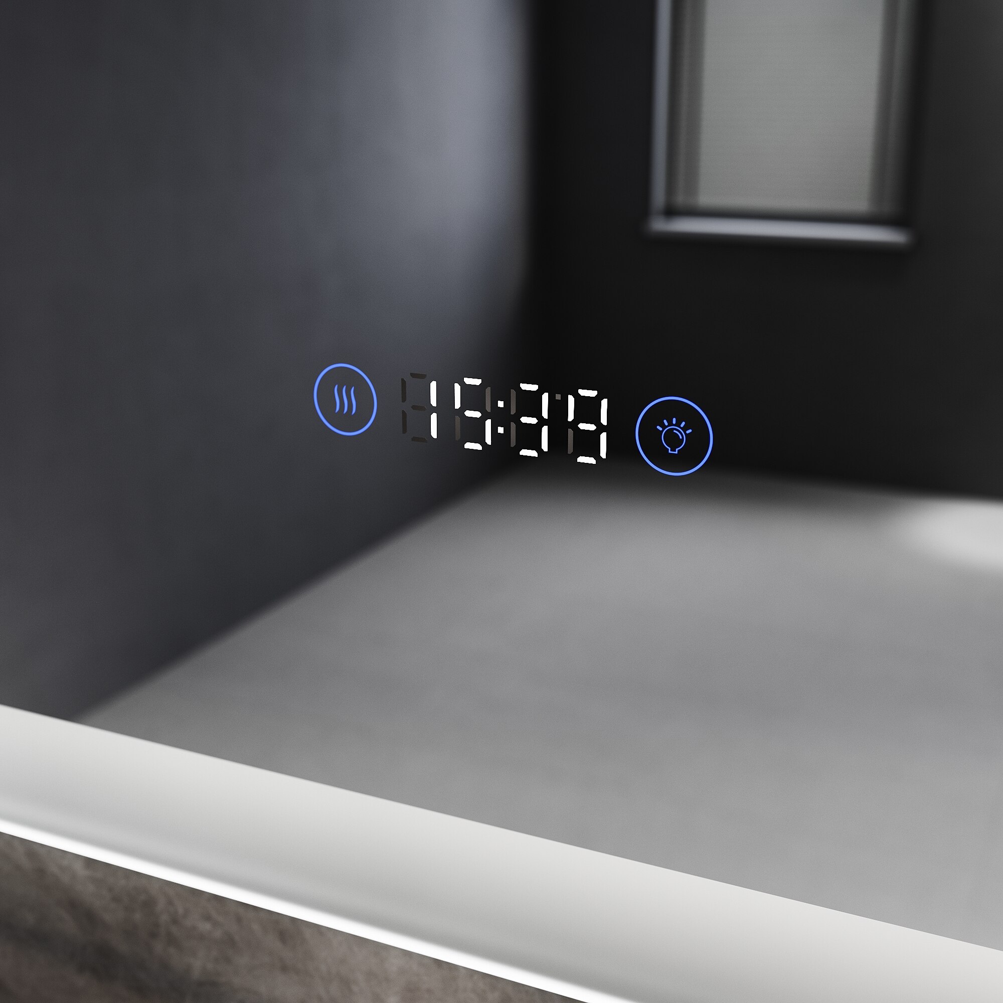 Oglinda baie LED, 120x60cm, Cu afisaj ceas si temperatura, de perete ...