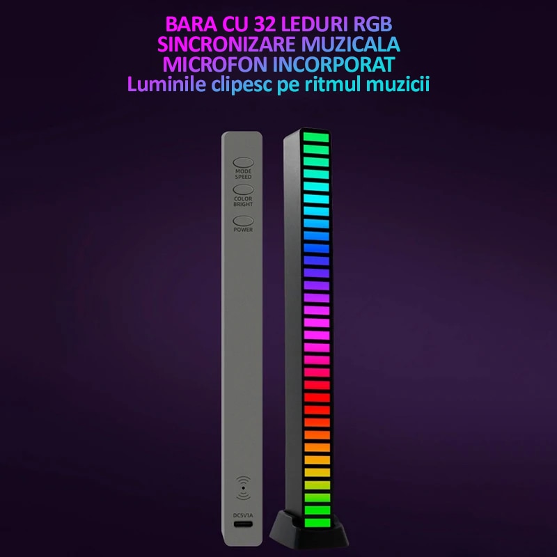 Bara cu leduri RGB, NEXTLY, sincronizare muzicala, lumini de ritm ...