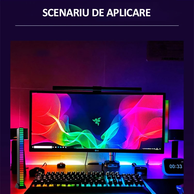 Bara cu leduri RGB, NEXTLY, sincronizare muzicala, lumini de ritm ...