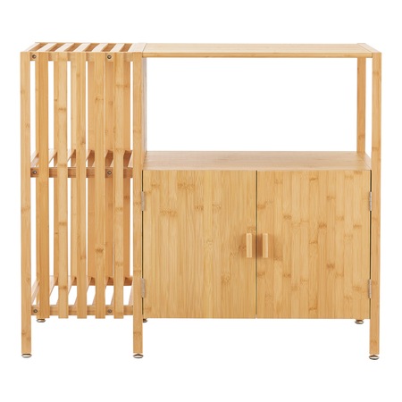 Comoda, en.casa, PXNB-1119 Varanger, 93, 5 x 40 x 80 cm, bambus, natur, cu 2 usi si rafturi ...