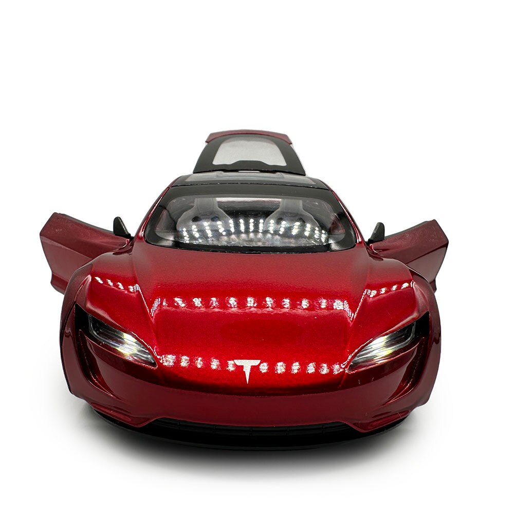 Macheta de metal Tesla Roadster Rosu metalizat, scara 1:24, 20cm ...